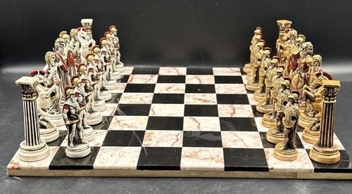 Greek Mythology Olympus Gods Stylized Chess Men Set Antique White Gold ...