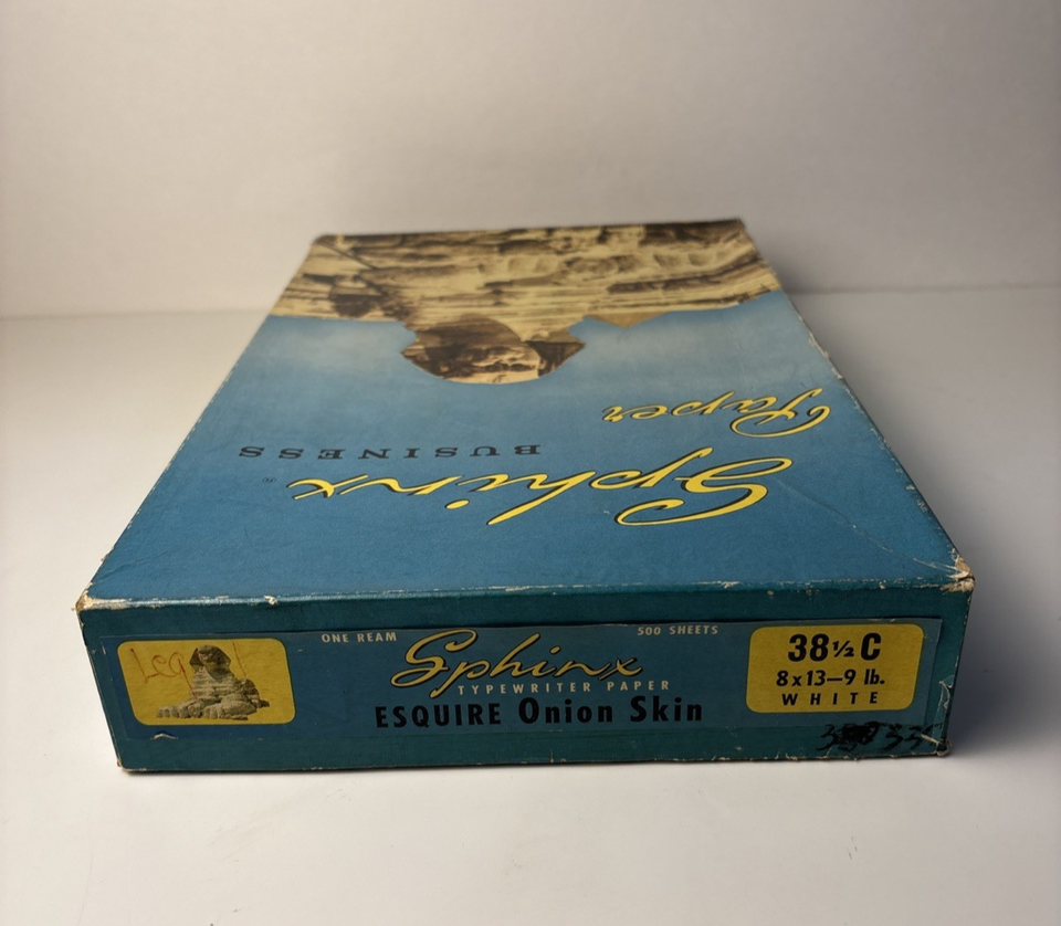 Vintage Sphinx Esquire Onion Skin Typewriter Paper 8x13 38½C 500ct Box ...