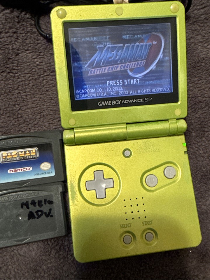 Lime Green Game Boy Advance SP Console with GT Advance & Mario Pac-Man ...