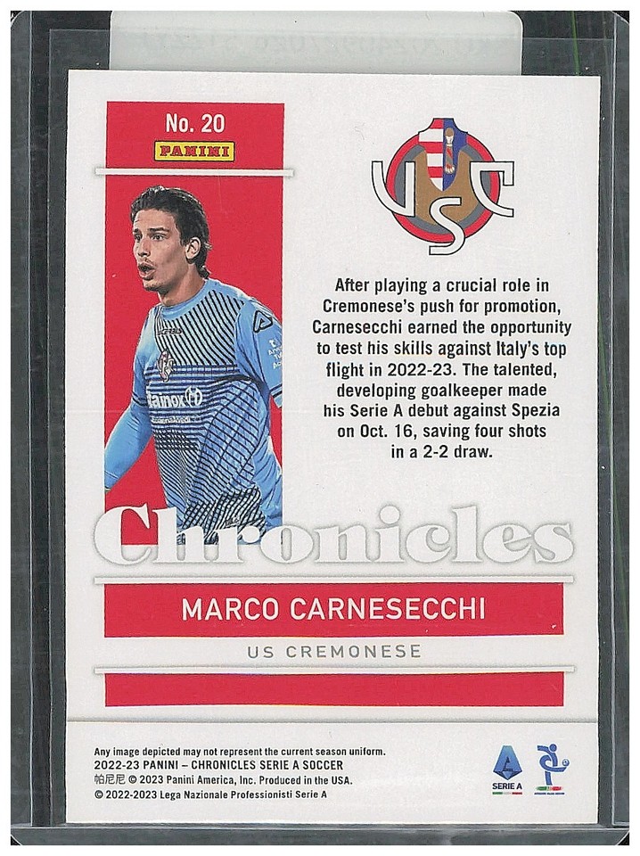 2022 Panini Chronicles Marco Carnesecchi /199 Chronicles Serie A Red #20 | eBay