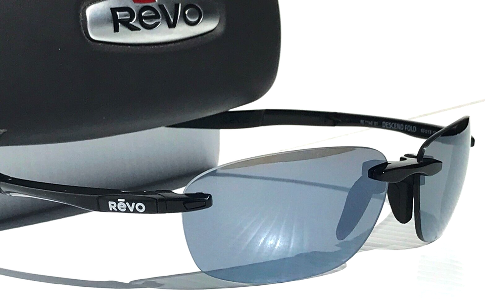 REVO DESCEND FOLD Shiny Black POLARIZED Grey Lens Sunglass 1140 01 GY ...