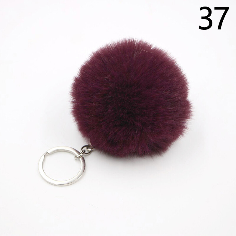 Soft Fur Fluffy Ball Keychain PomPom Key Chains Keyring Charms Handbag ...