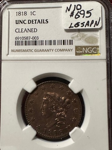 1818 Large Cent NGC UNC. DETAILS Cleaned | eBay