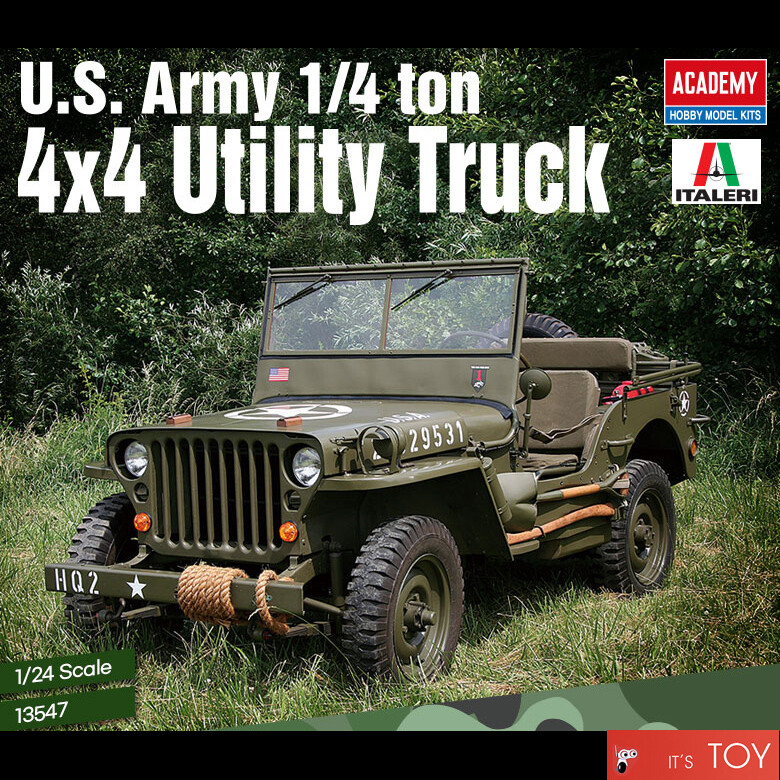 Academy 1/24 U.S.Army 1/4 Ton 4x4 Utility Truck Vehicle Jeep Model Kit ...