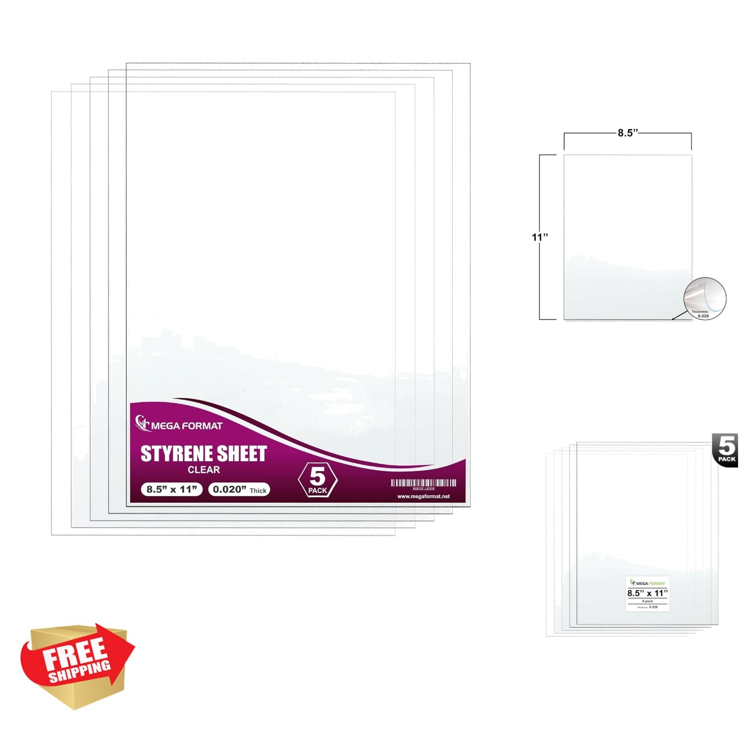 Clear Polystyrene Flexible Plastic Board Sheet 8.5" x 11" .020 Thick ...