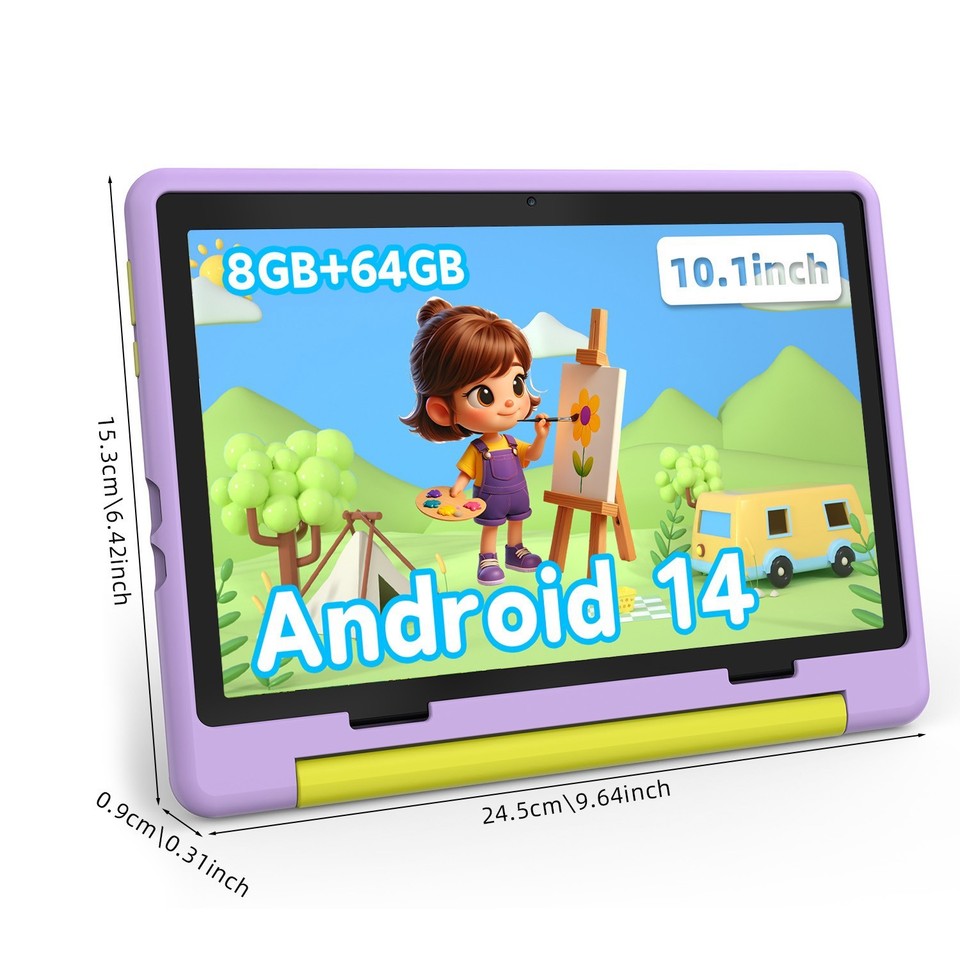 Urao Kids Tablet 10 inch Android 13 Tablets 8+64GB with Shockproof Blue ...
