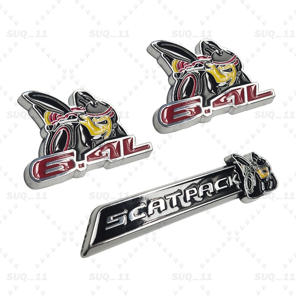 3Pcs 6.4L Super SCAT PACK Bee Emblems 3D Badge Sticker Fit All Cars ...