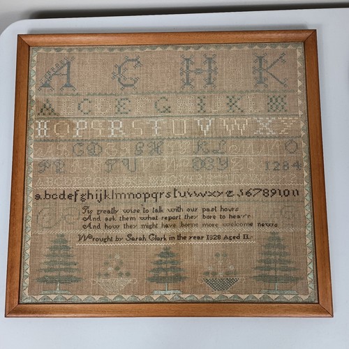 Antique 1828 Schoolgirl Needlework Sampler Wrought by Sarah Clark Age ...