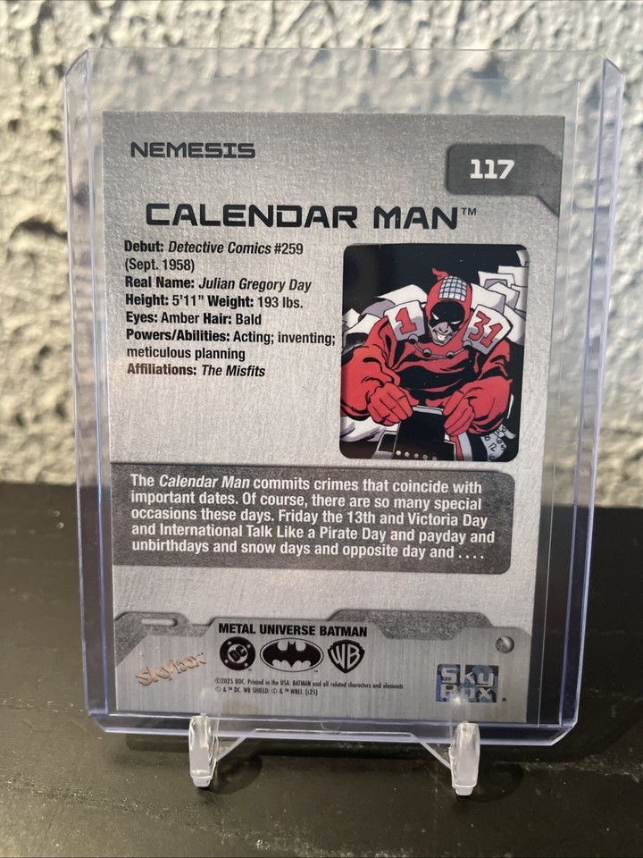 #117 CALENDAR MAN 2025 Skybox DC Metal Universe Batman Nemesis Parallel ...