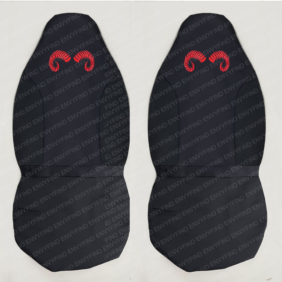 BRAND New RED RAM HORNS 2pc Front High Back Car Truck Seat Cover with ...