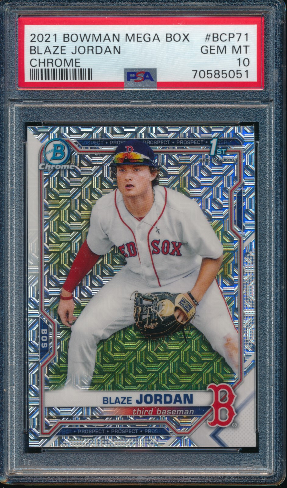 PSA 10 BLAZE JORDAN 1st 2021 Bowman Chrome Mega Box Mojo Refractor RC ...