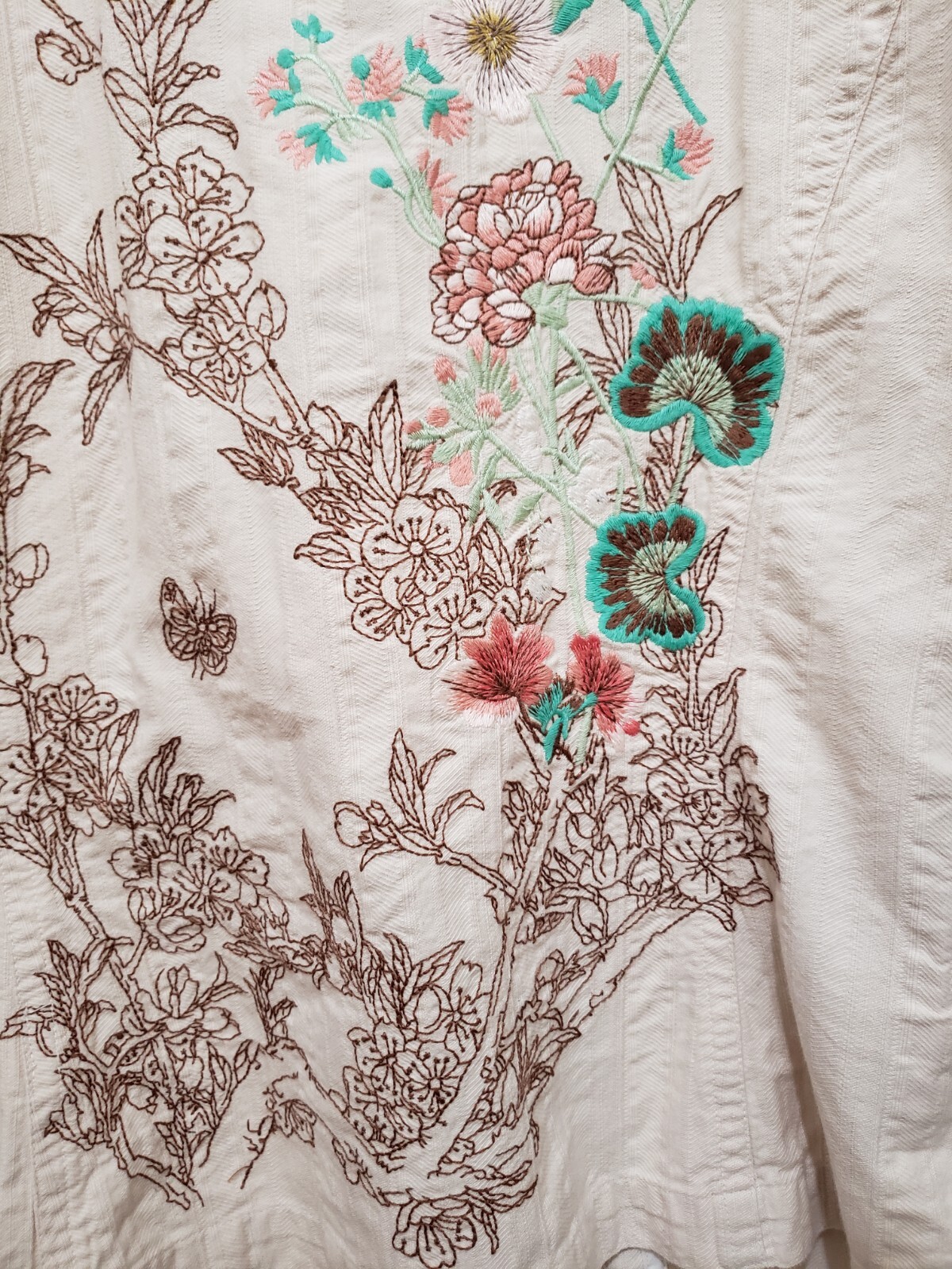 Johnny Was Jacket Blazer Cotton Cream Floral Butterfl… - Gem