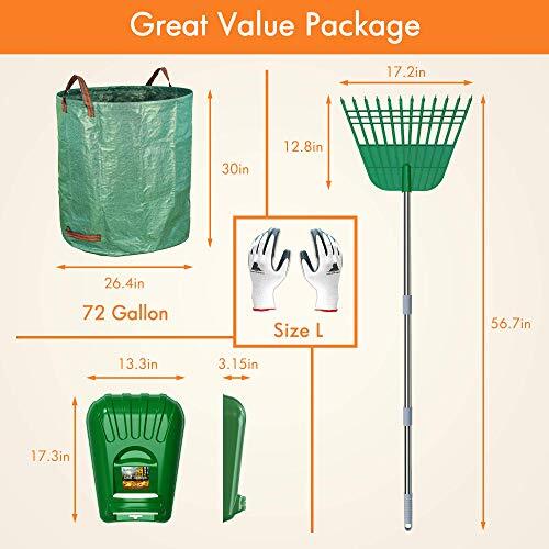 LEAF SCOOP Gardening Rake Set with 72 Gallon Bag GARDZEN | eBay