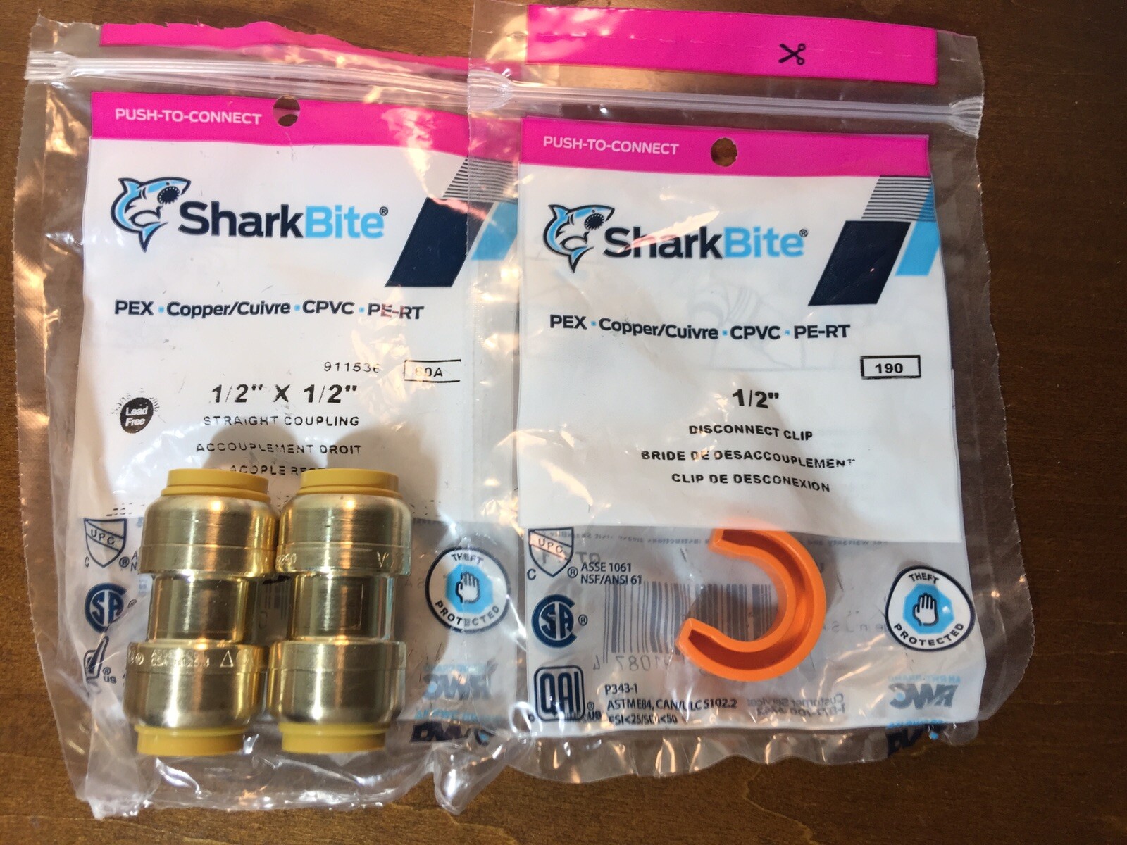 SharkBite 1/2” Push-To-Connect Straight Couplings & 1/2” disconnect ...