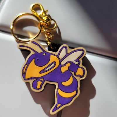 Yellow Jacket Purple and Yellow keychain wood and acrylic handmade | eBay
