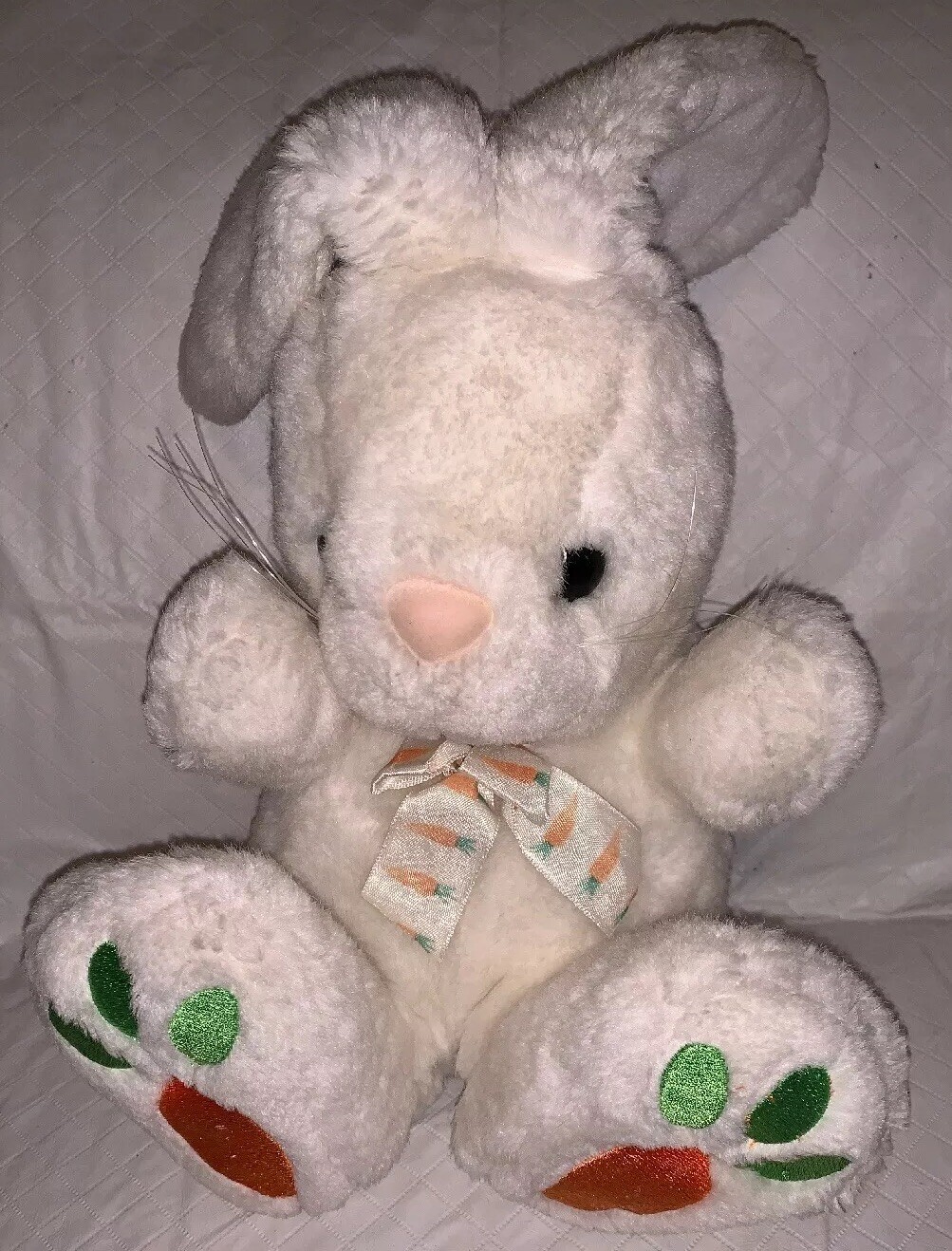 Vintage Fiesta Soft Art Bunny Long Eared Rabbit Plush Carrot Feet & Bow ...