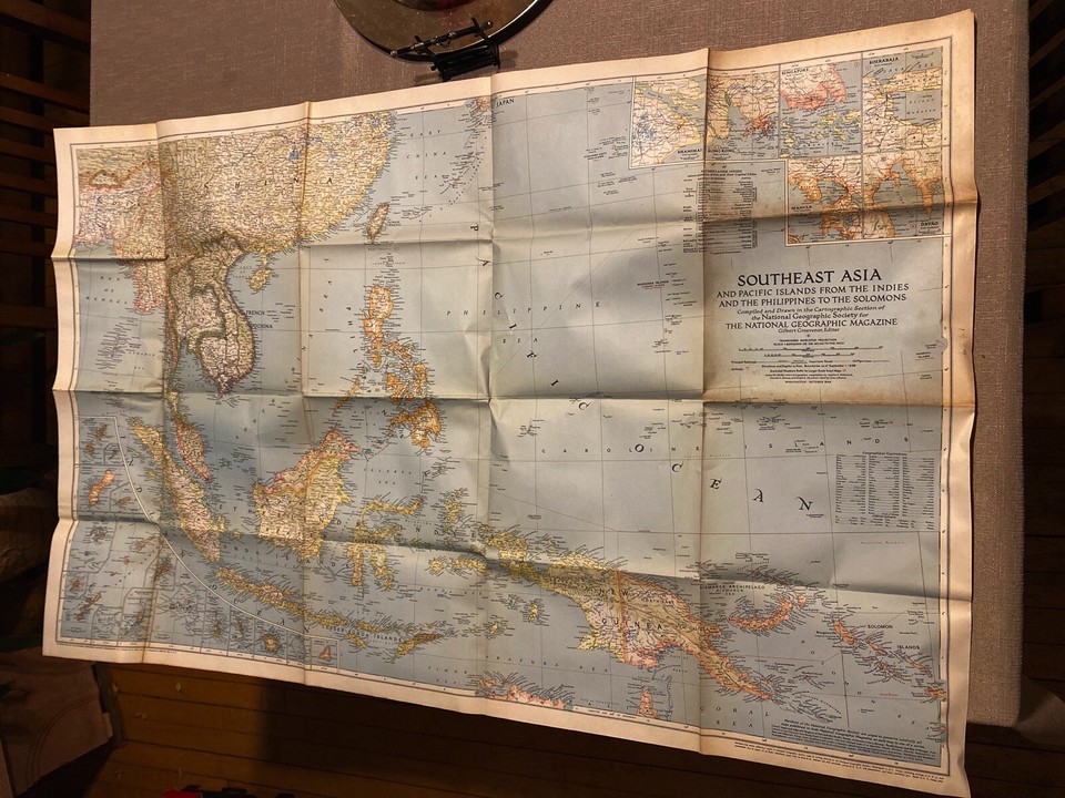 National Geographic Magazine Map 1944 Southeast Asia & Pacific Islands ...