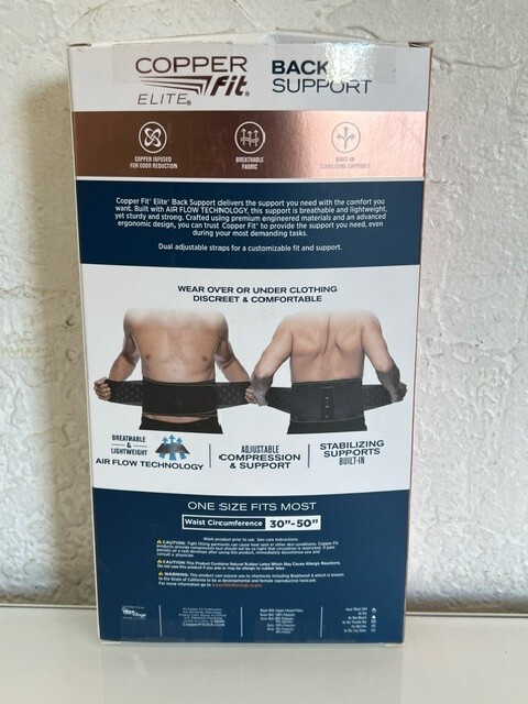 Copper Fit Elite Back Support AirFlow Back Brace Adjustable Double-Band ...