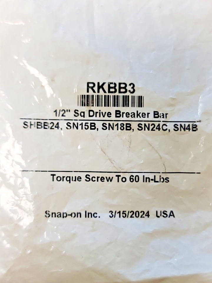 Snap-On 1/2” Square Drive Breaker Bar Repair Kit RKBB3 SHBB24 SN15B ...