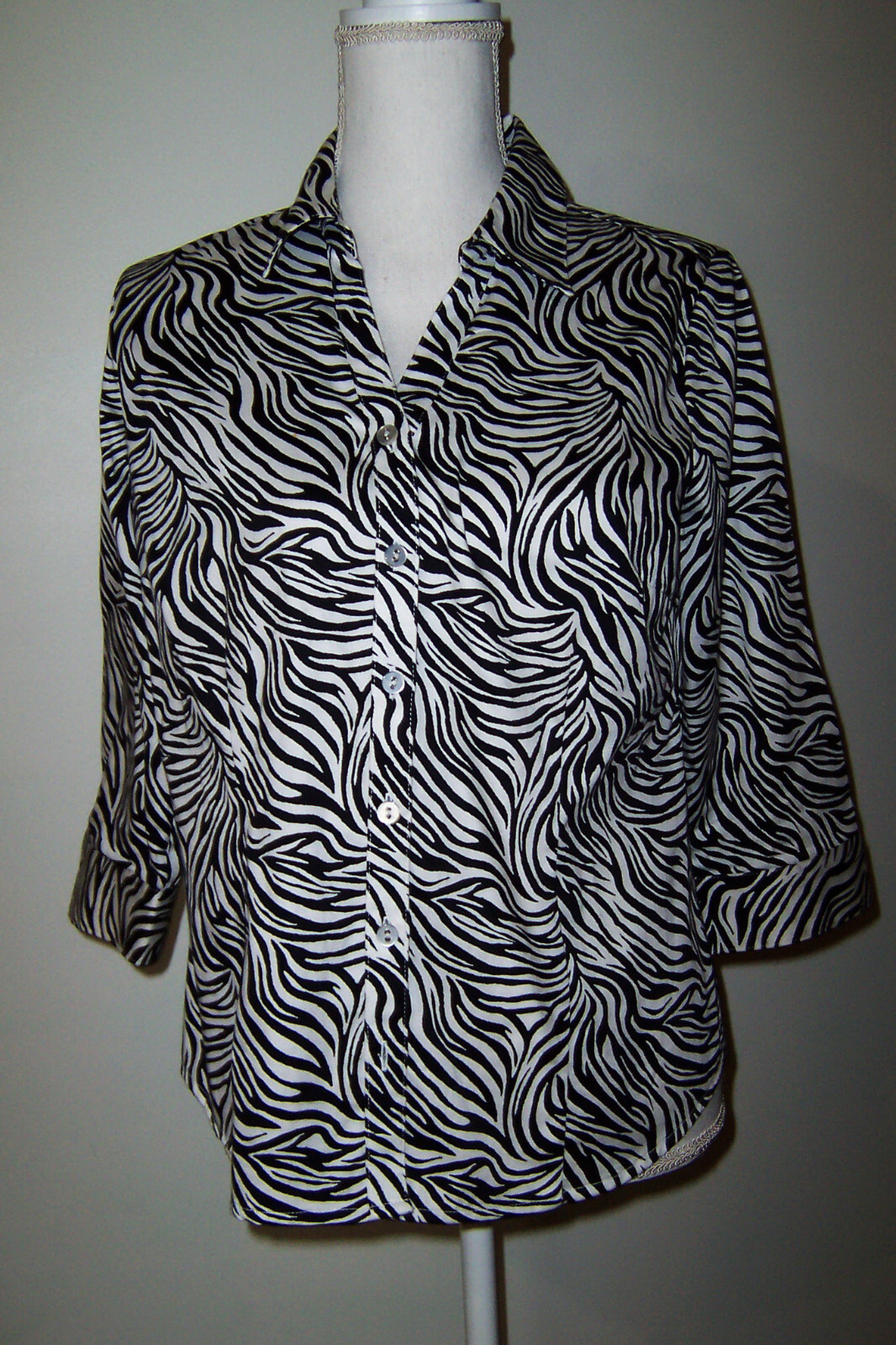 212 Collection Women's Zebra Print Blouse Top Petite Medium | eBay