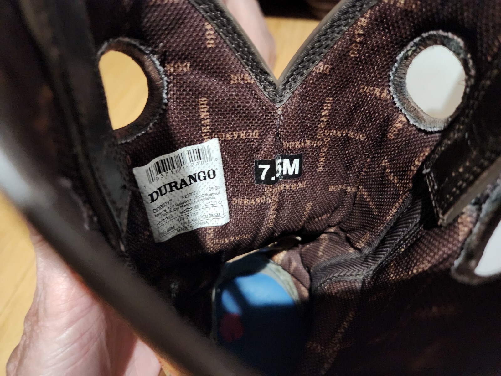 Men's sz7.5M Durango Dark Chestnut Brown Wide Sq Toe … - Gem