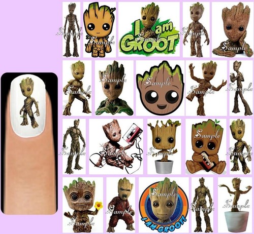 60x GROOT Nail Art Decals + Free Gems Guardians Of The Galaxy I Am Baby ...