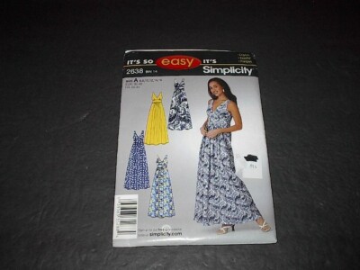 Simplicity Pattern 2638 Misses Chic Sleeveless Maxi Dress w/Midriff ...