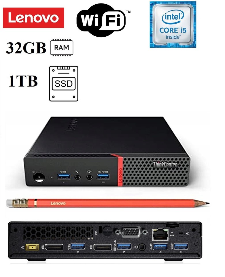 Windows 11 Lenovo ThinkCentre Tiny Core i7 32GB RAM 1TB SSD Wi-Fi PC ...