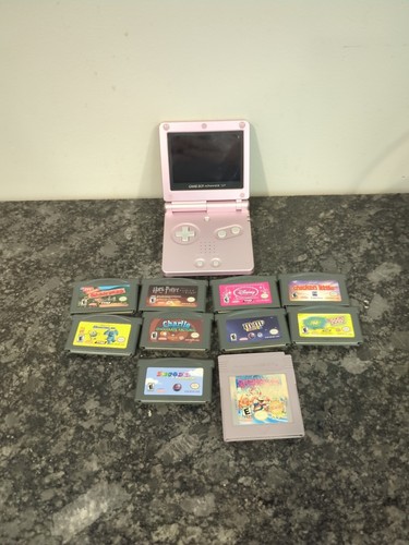 Nintendo GameBoy Advance SP AGS-101 Pearl Pink w/ 10 Games | eBay