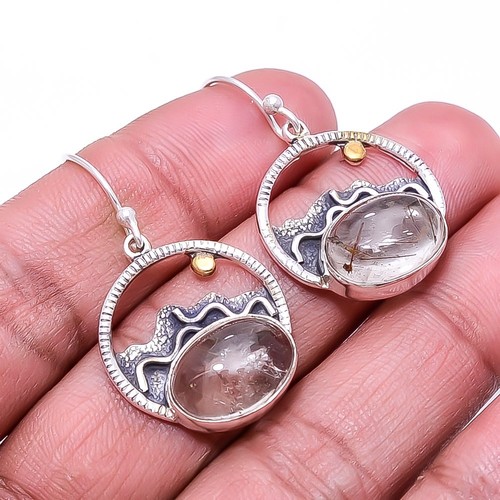 Golden Rutilated Quartz - Brazil Designer 925 Sterling Silver Earring 1.37" E43 | eBay