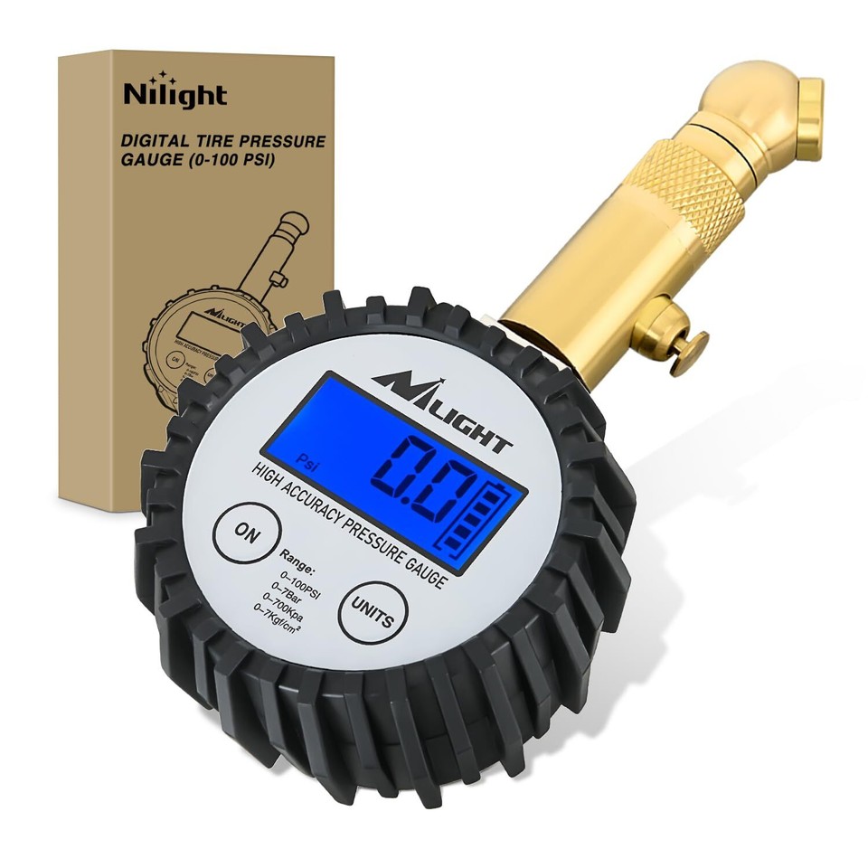 Nilight Digital Tire Inflator Pressure Gauge 250 PSI Air Chuck and ...