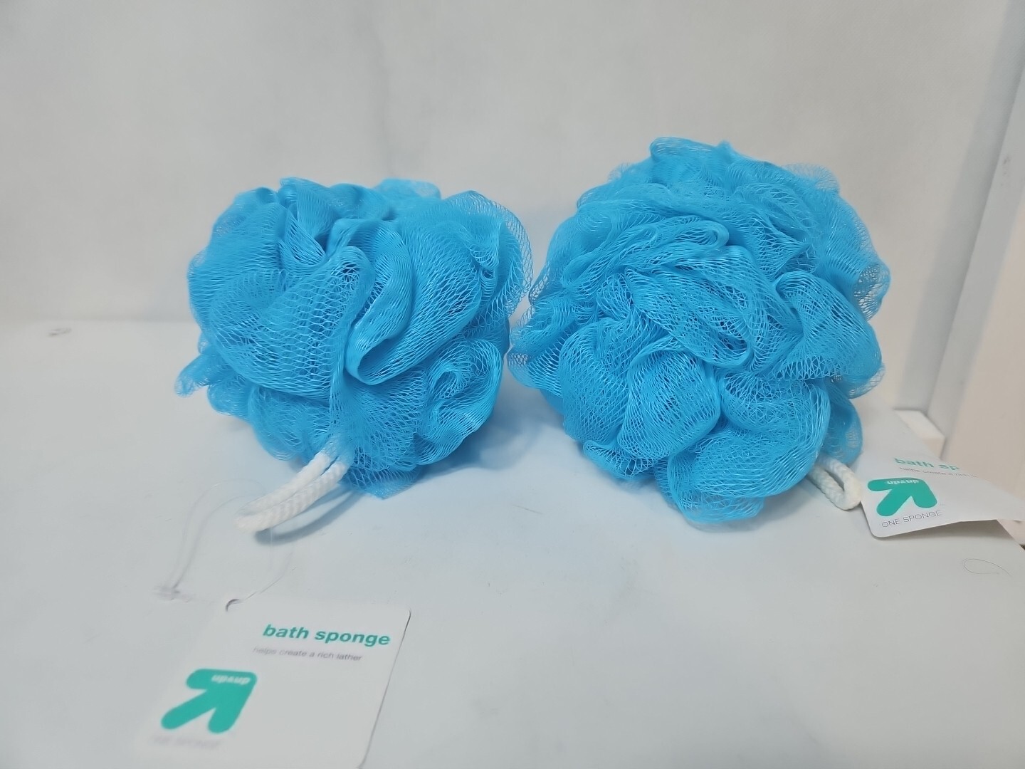 Set Of 2 Soft & Delicate Cleansing Bath Pouf Sponge Baby Blue | eBay