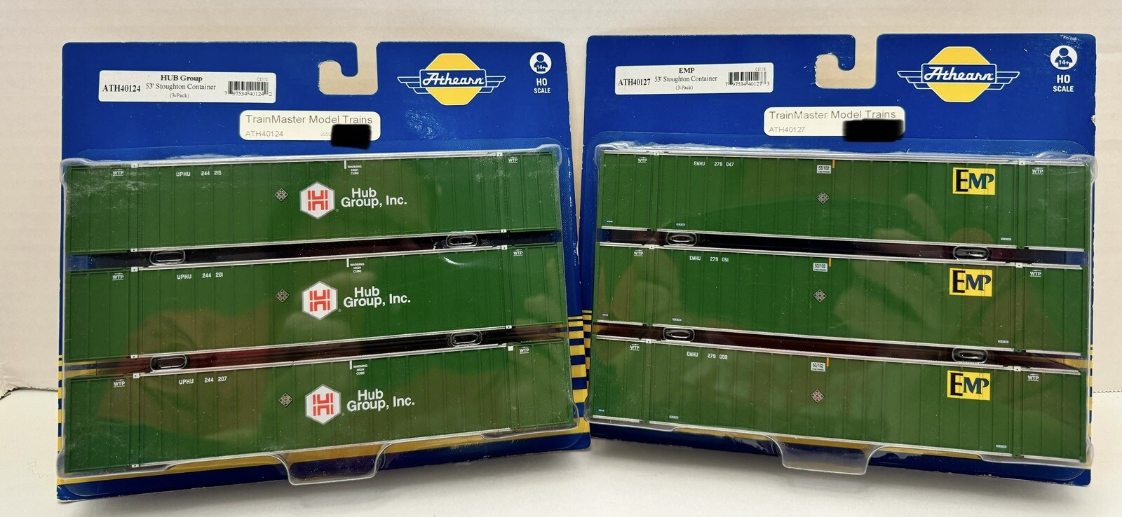 HO Athearn ATH40125/40127 53' Stoughton Containers EMP/Hub Group 2 Pack ...