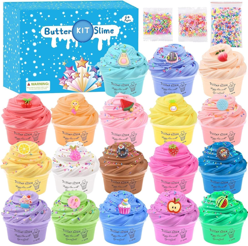 18 Pack Butter Fluffy Making Slime Kit for Kids, Easter Scented Crunchy ...