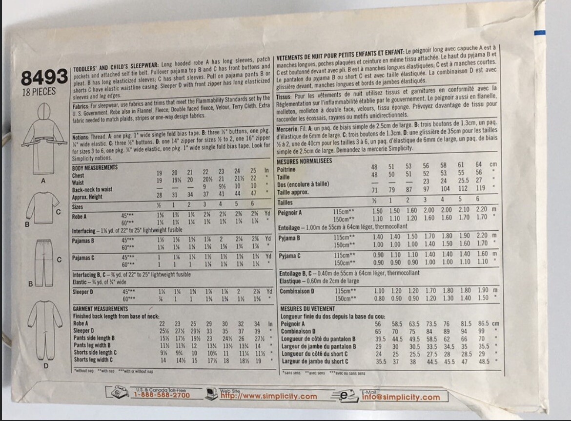 Sleeper PJs Robe Size 3T S8493 Cut 90s Sewing Pattern | eBay