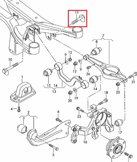 2X GENUINE VW Audi Lower Rear Suspension Control Arm Eccentric Bolt Nut ...