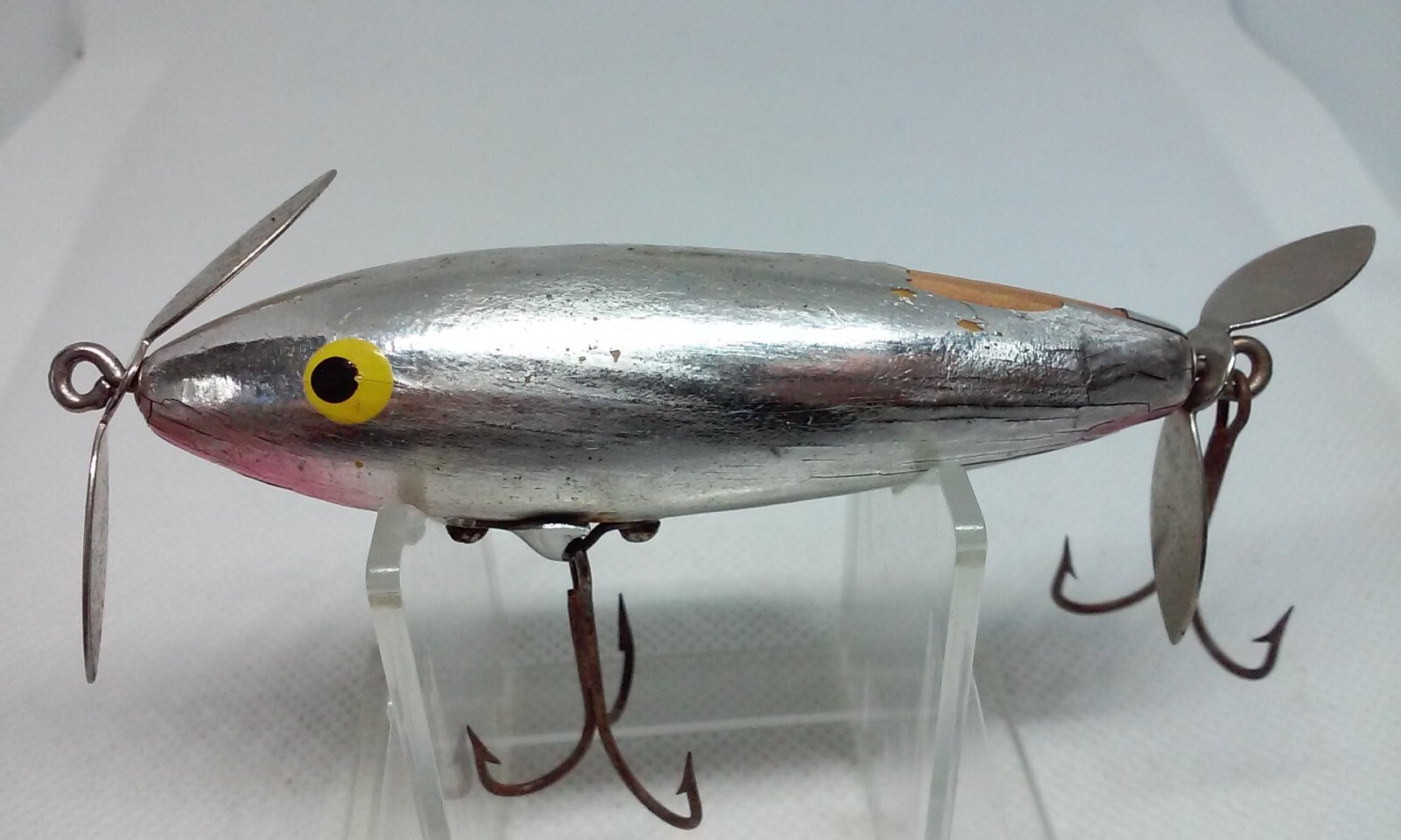 Vintage Strike King Prop Scout Silver Red Trot 3 1/8" Wood Topwater ...