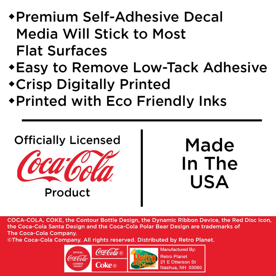 Coca-Cola Fishtail Wall Decal Embossed Look Officially Licensed Made In ...