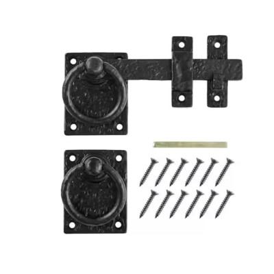 Everbilt 10" Cast Iron Ring Turn Drop Bar Latch Matte Black Gate Latch ...
