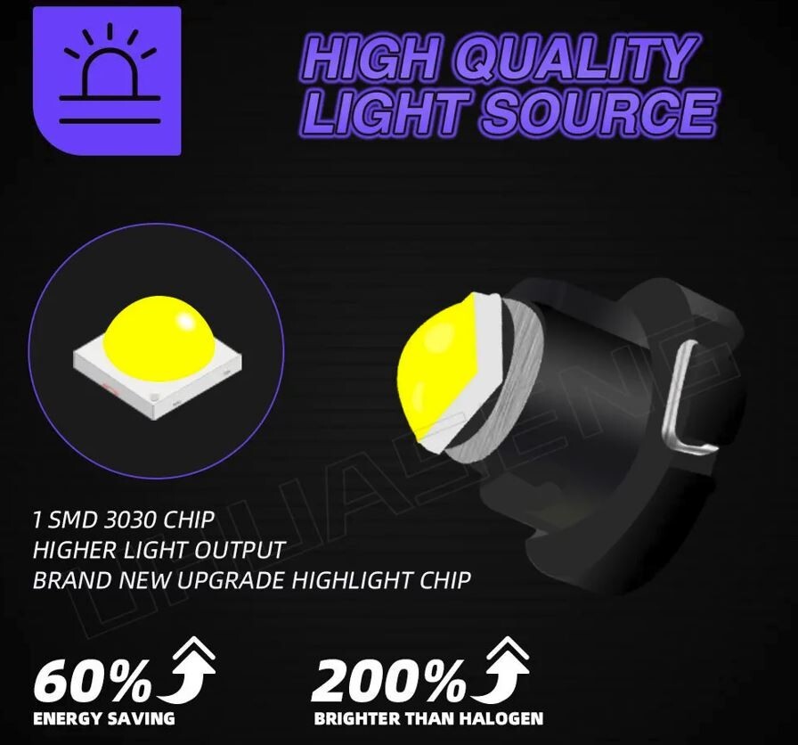 6X WHITE T4.2 LED SUPERBRIGHT WEDGE 3030 CONVEX LED GLOBES SMD DASH ...