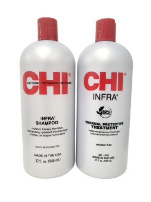 CHI INFRA Shampoo and Thermal Protection Treatment 32 oz DUO SET NEW ...