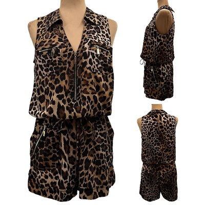 Vintage 90s Cache Animal Print Sleeveless Romper Shorts Brown Black ...