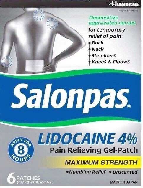 Salonpas 4% Pain Relieving Maximum Strength Gel Patch 6ct -Exp 10-2025 ...