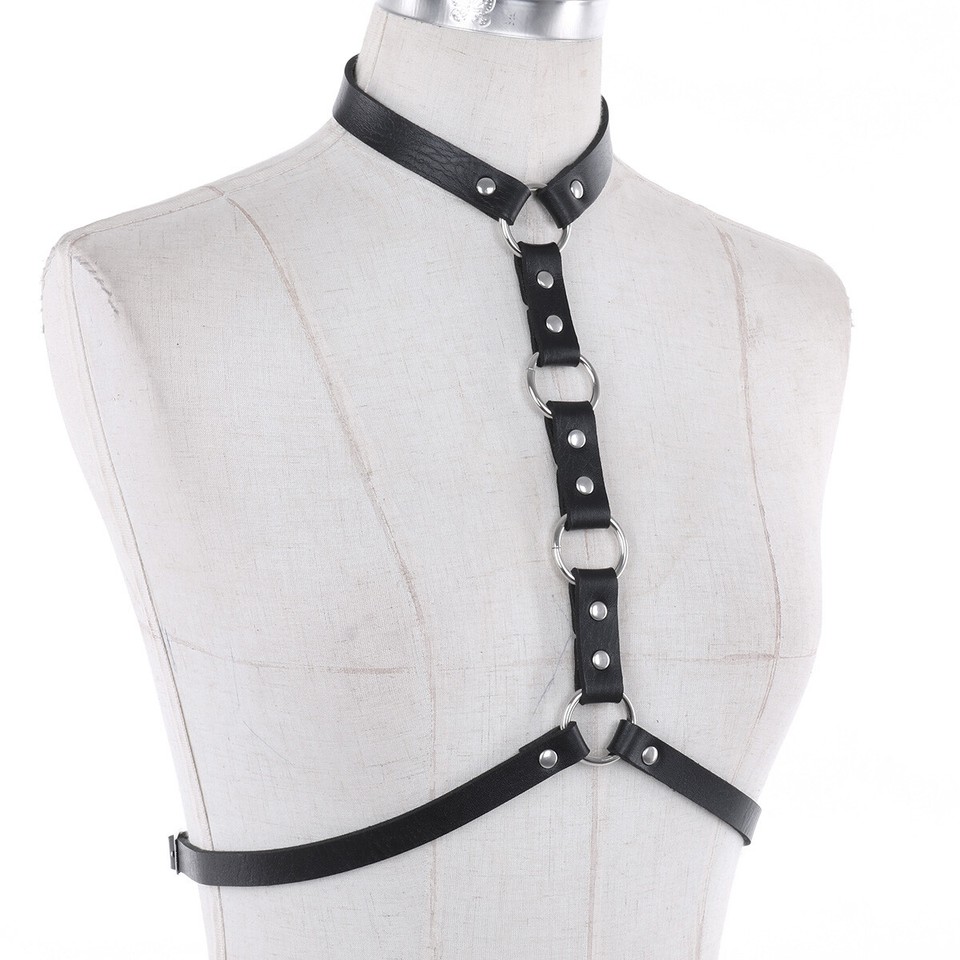 Women Adjustable Leather Harness Bra Body Chest Cage Belt Strap ...