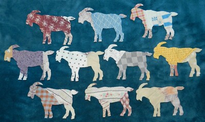10 PRIMITIVE ANTIQUE CUTTER QUILT GOATS!! CUTE!! Scrapbooking! Applique ...