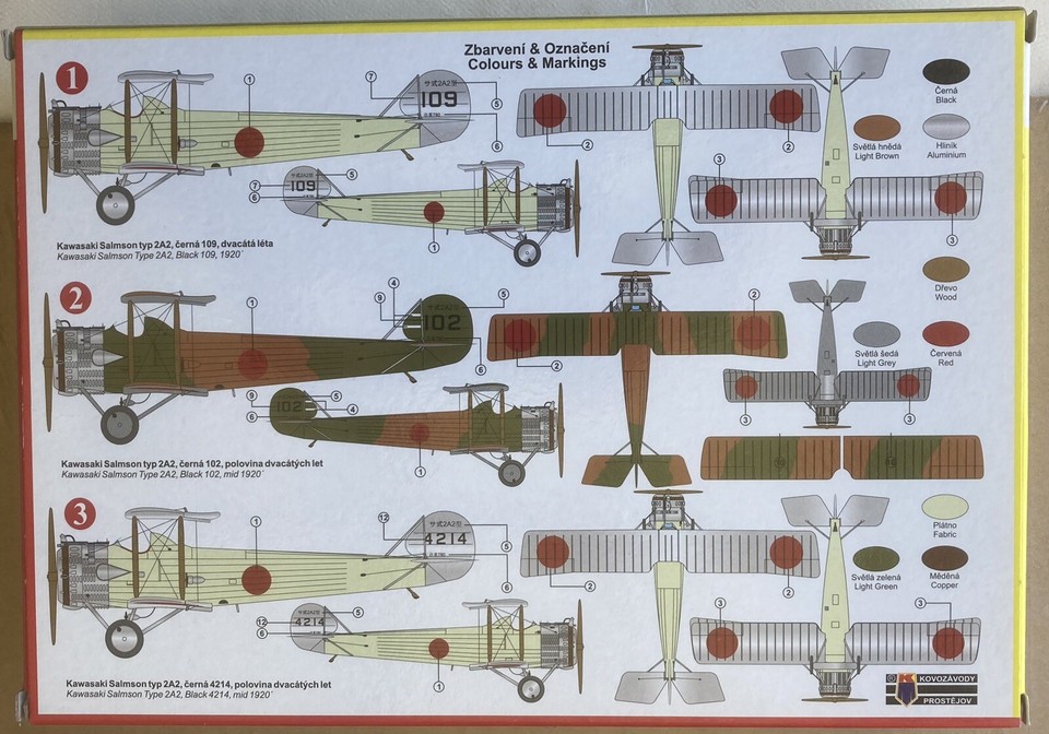 Kawasaki OTSU-1, Salmson 2 A.2 Single Seater, KOVOZAVODY PROSTEJOV, 1/ ...
