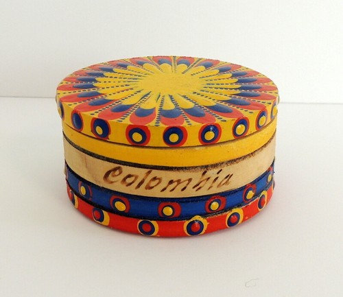 Handmade Colombian Wood Box Hand Painted Trinket Box | eBay
