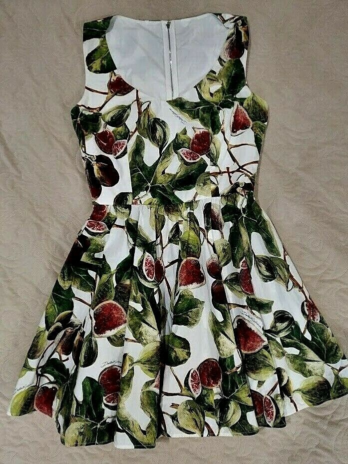 AUTH Dolce&Gabbana figs and leaves printed dress 40 - Gem