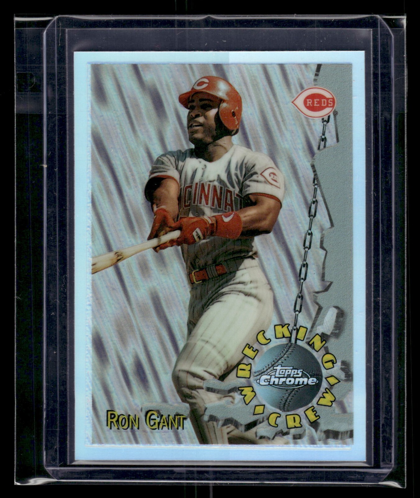 1996 Topps Chrome Wrecking Crew Refractor #7 Ron Gant Reds Corner Ding ...