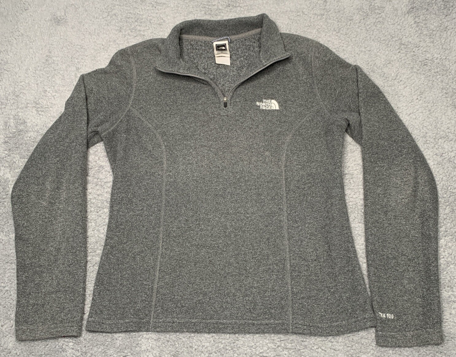 The North Face Womens Fleece Pullover Gray 1/4 Zip Sz Small Embroidered ...